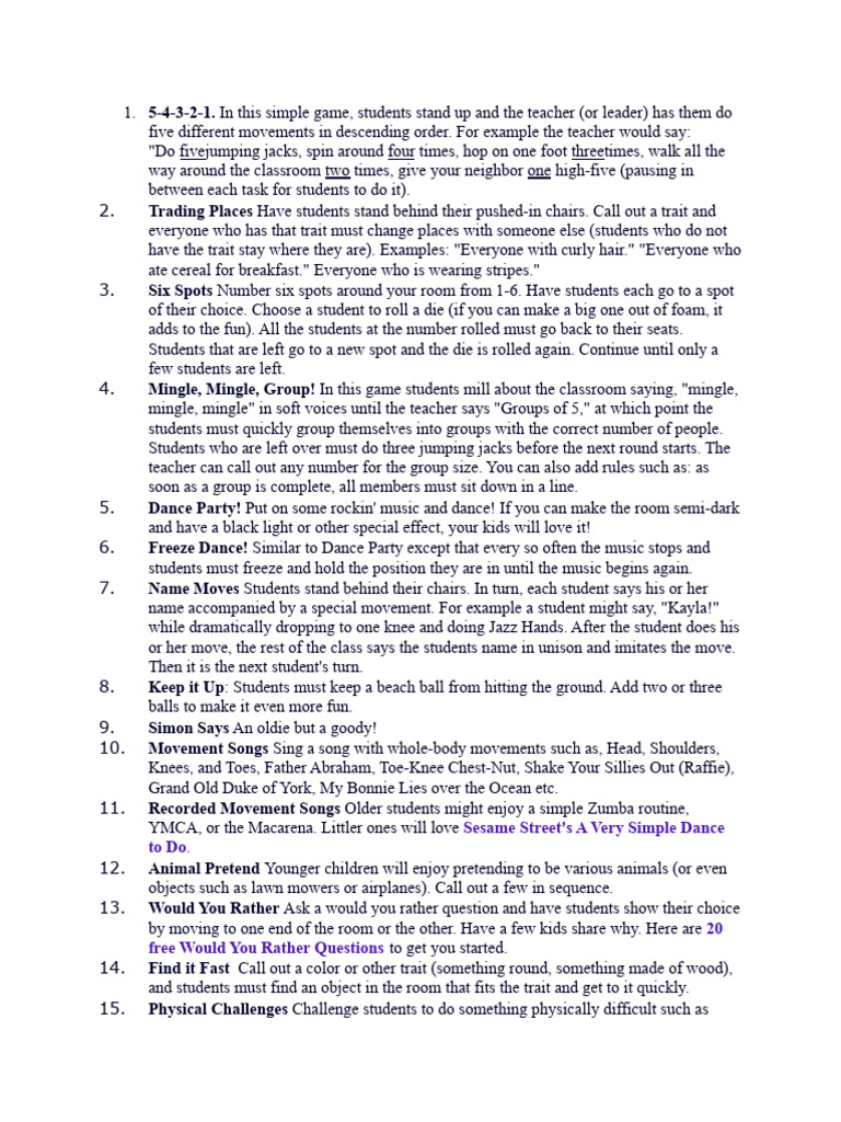 3-Minute Brain Breaks | PDF