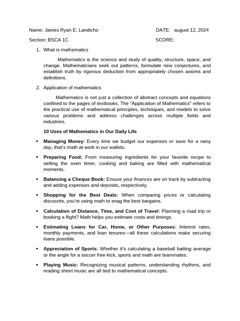 Homework For Mathematics Pdf