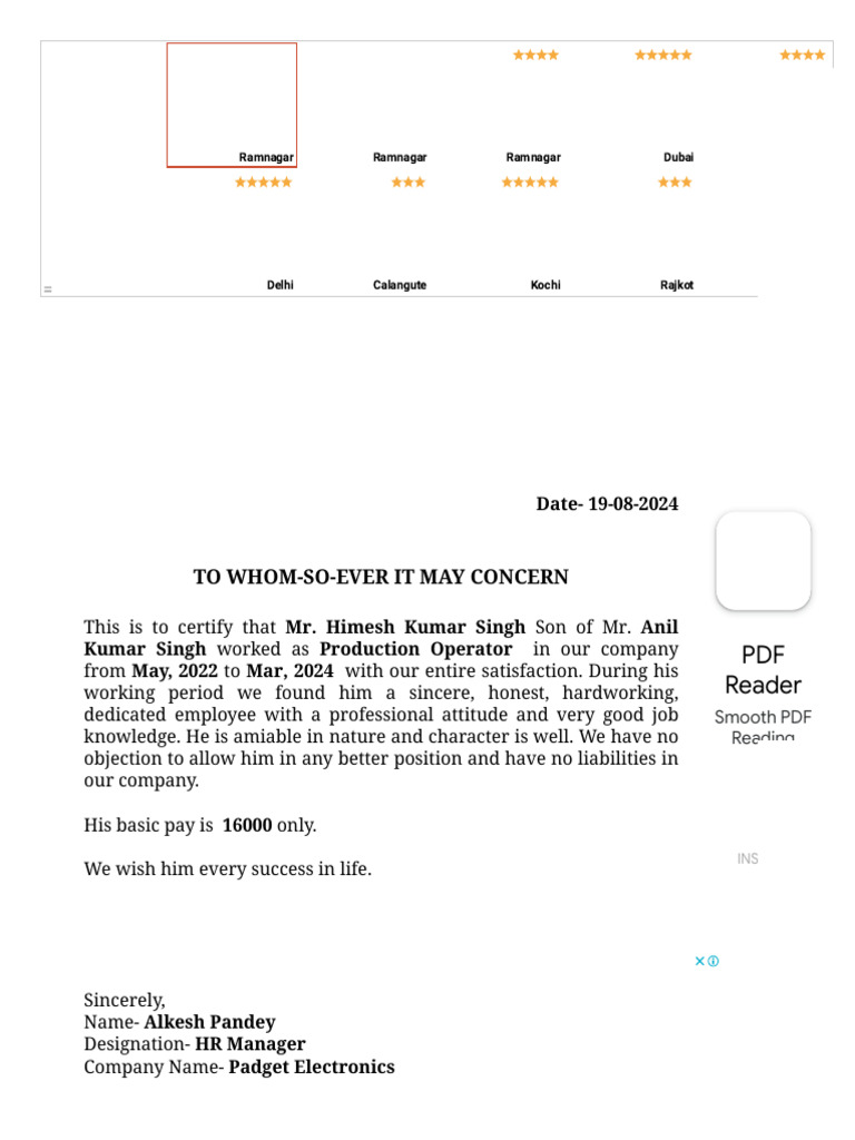 Experience Certificate (2) | PDF
