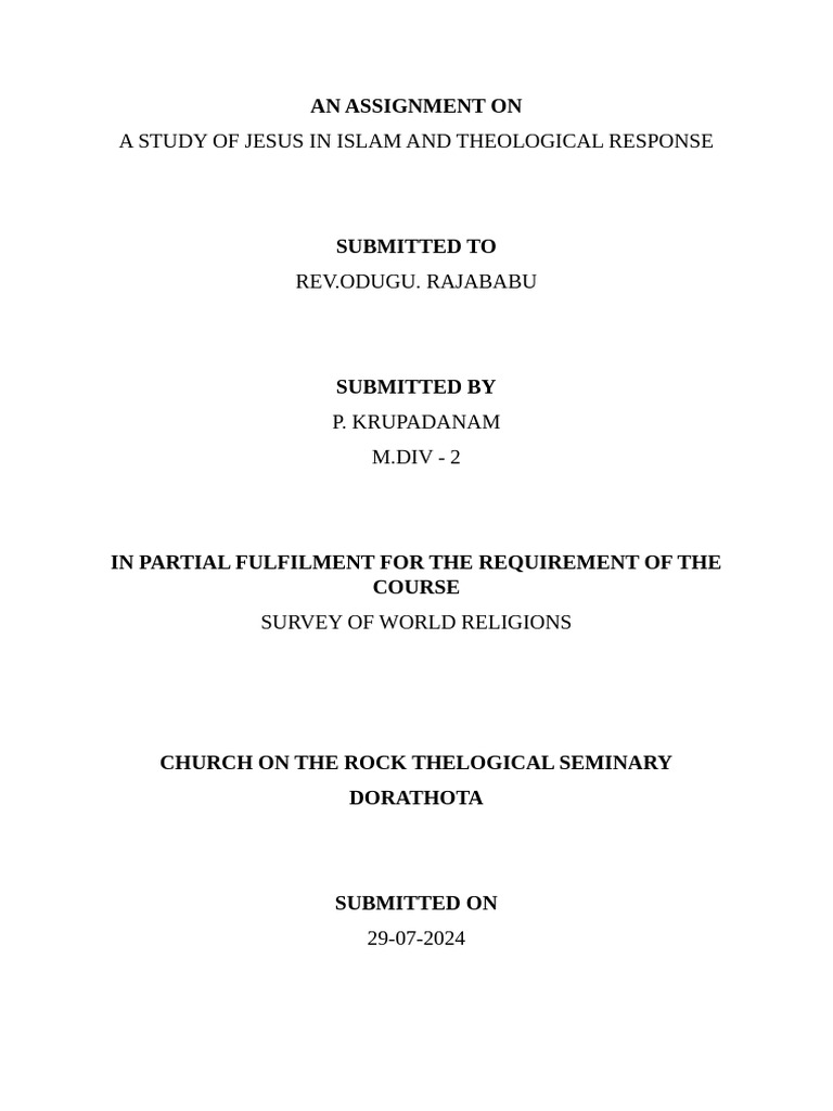 SWR Assignment - Jesus in Islam | PDF