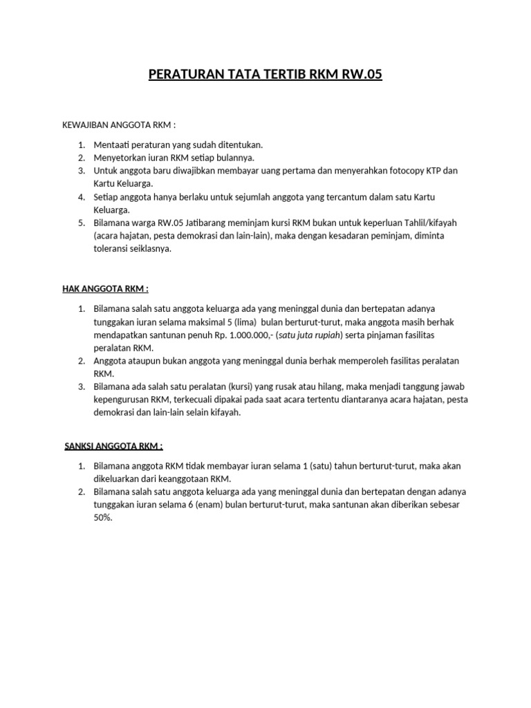 Peraturan Tata Tertib RKM RW - 05 | PDF