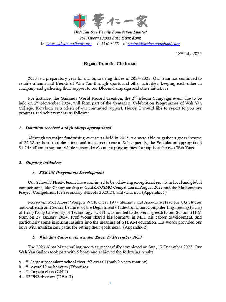 Chairman's Report 2024 | PDF | Science, Technology, Engineering, And ...