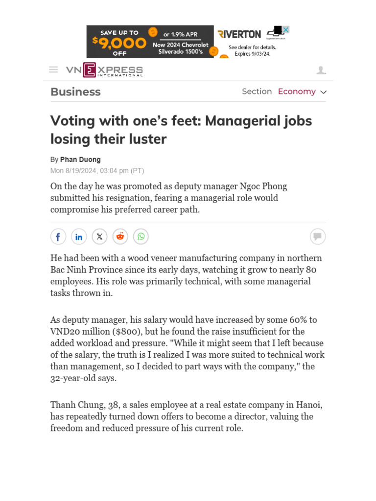 Voting With One's Feet - Managerial Jobs Losing Their Luster ...