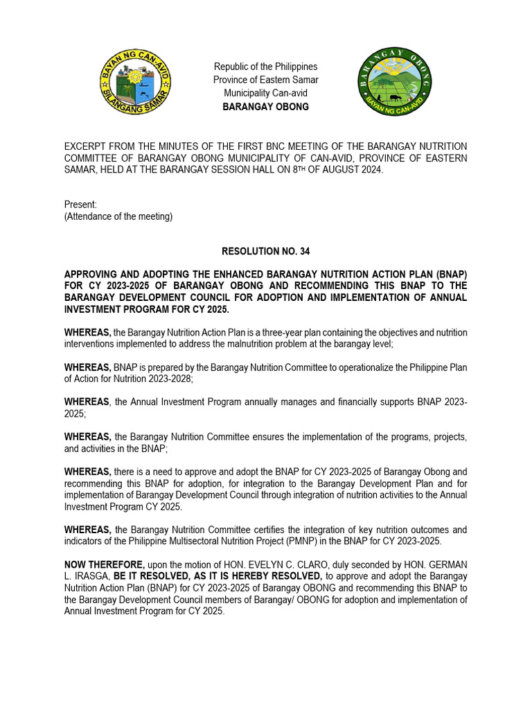 Reso Bnap | PDF | Malnutrition | Infants