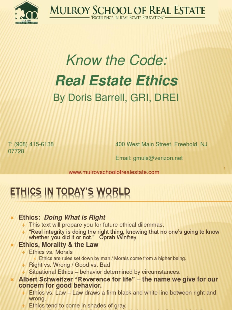 Real Estate Ethics Guide | PDF | Real Estate Broker | Property