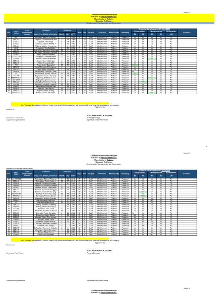 SC Masterlist Template | PDF