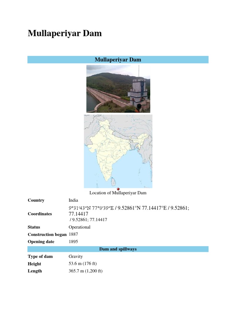 Overview of Mullaperiyar Dam Facts | PDF | Government | Nature