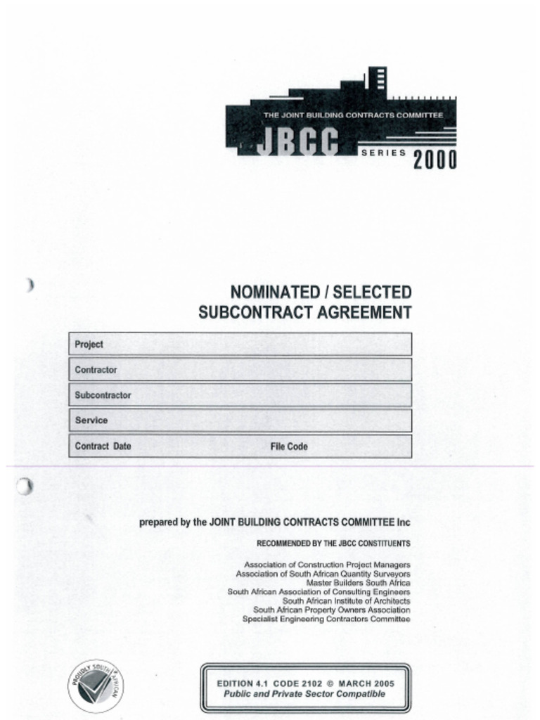JBCC NS Sub Contract 4.1 Mar 2005 | PDF