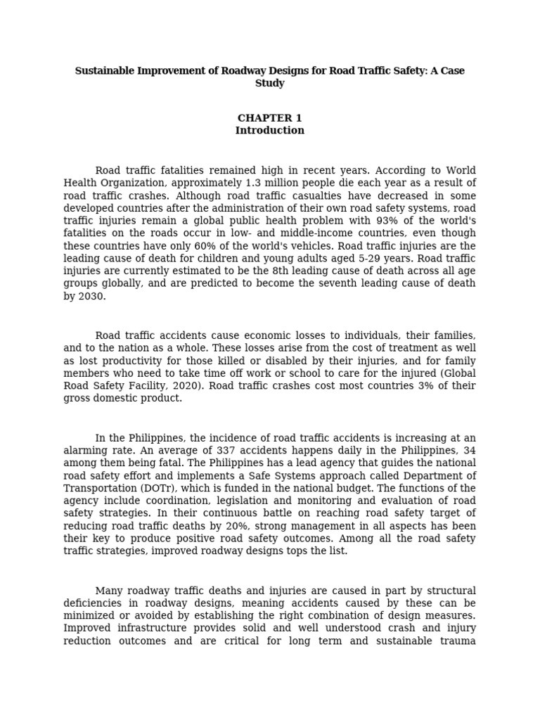 Sustainable Improvement of Road Design For Road Traffic Safety Case ...