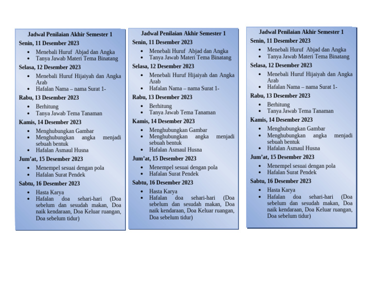 Jadwal Semester 1 2023 | PDF
