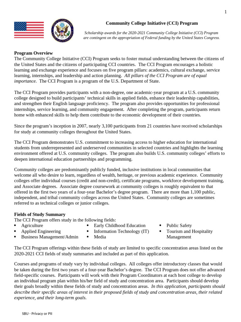 CCI Program AY 2020 2021 Application Fillable AMINEF FINAL Sept 11 | PDF