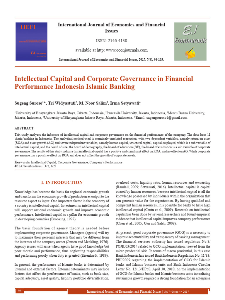 Intellectual Capital and Corporate Governance in Financial Performance Indonesia Islamic Banking ...