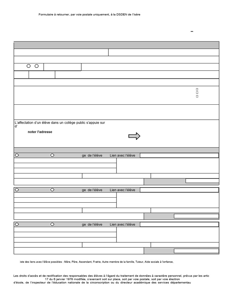 Fiche de Liaison en Vue de L Affectation en 6 Me Dans Un Coll Ge Public 35967 | PDF