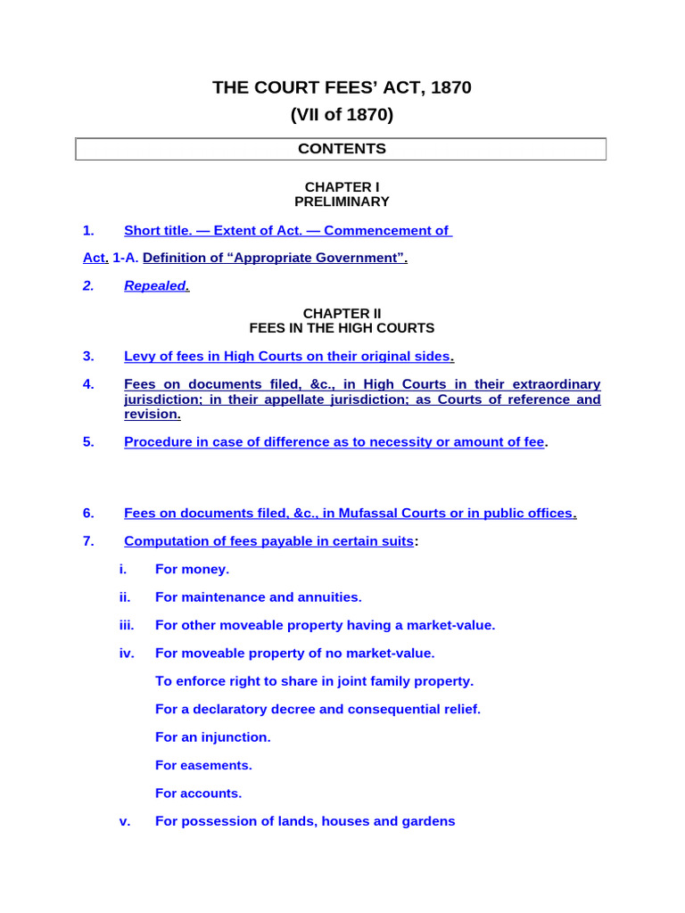 The Court Fees Act, 1870 | PDF