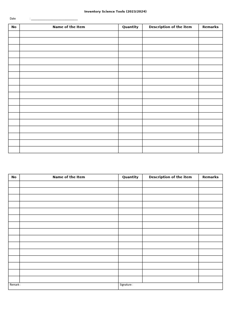 Inventory Science Tools 2023-2024 | PDF