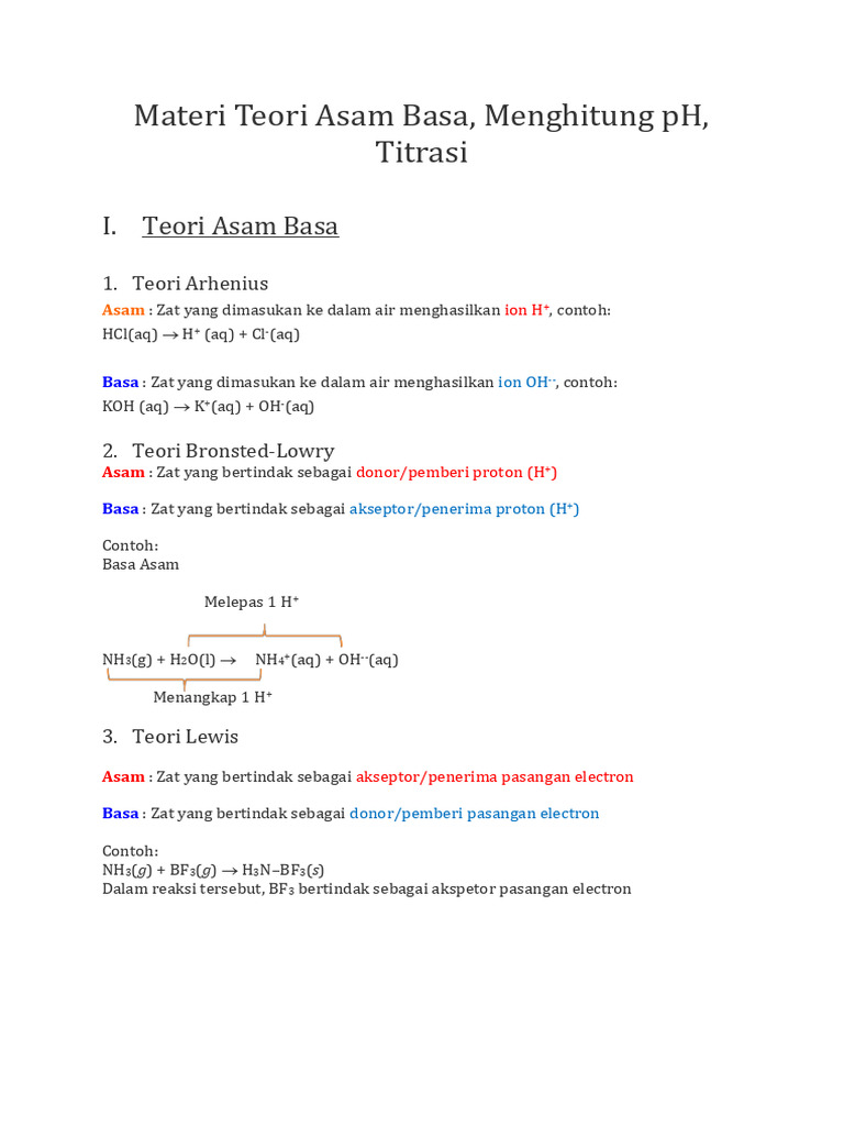 Materi Teori Asam Basa | PDF