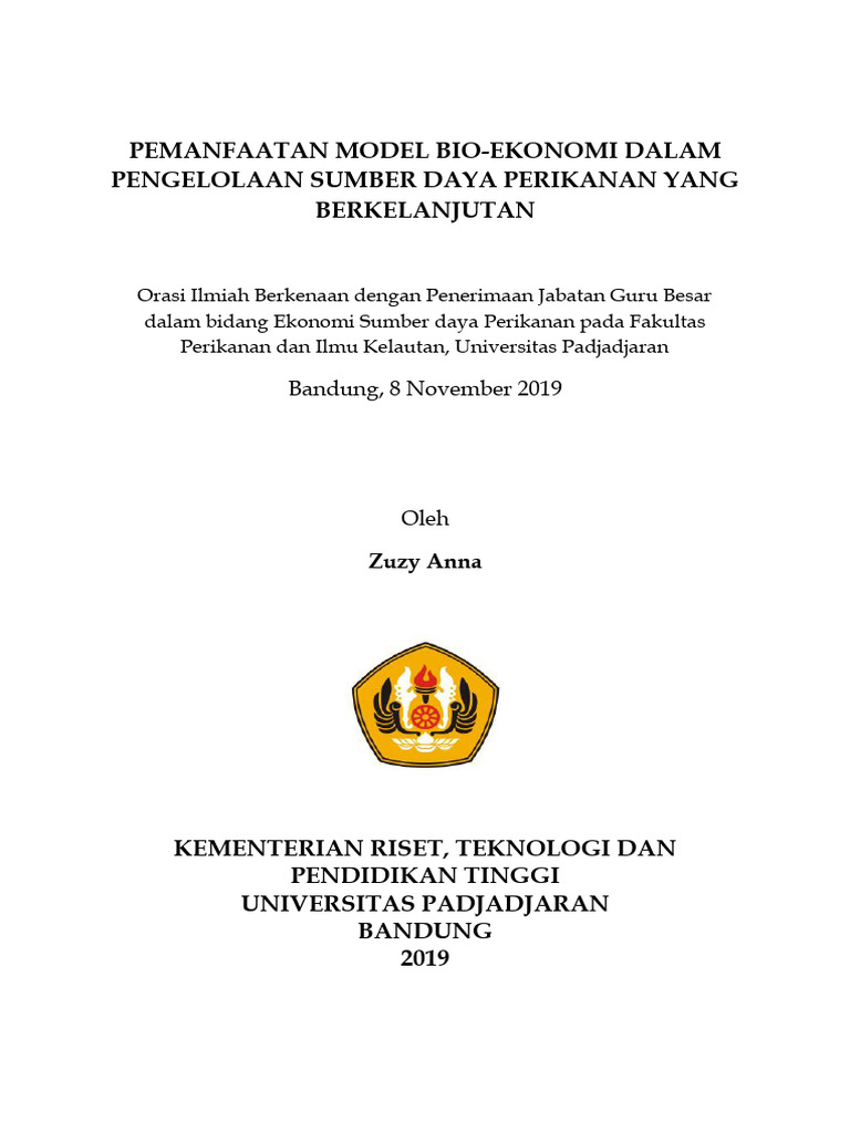 Orasi-Guru-Besar-Prof.-ZA - Pemanfaatan Model Bioekonomi Dalam Pengelolaan SDP Yang ...