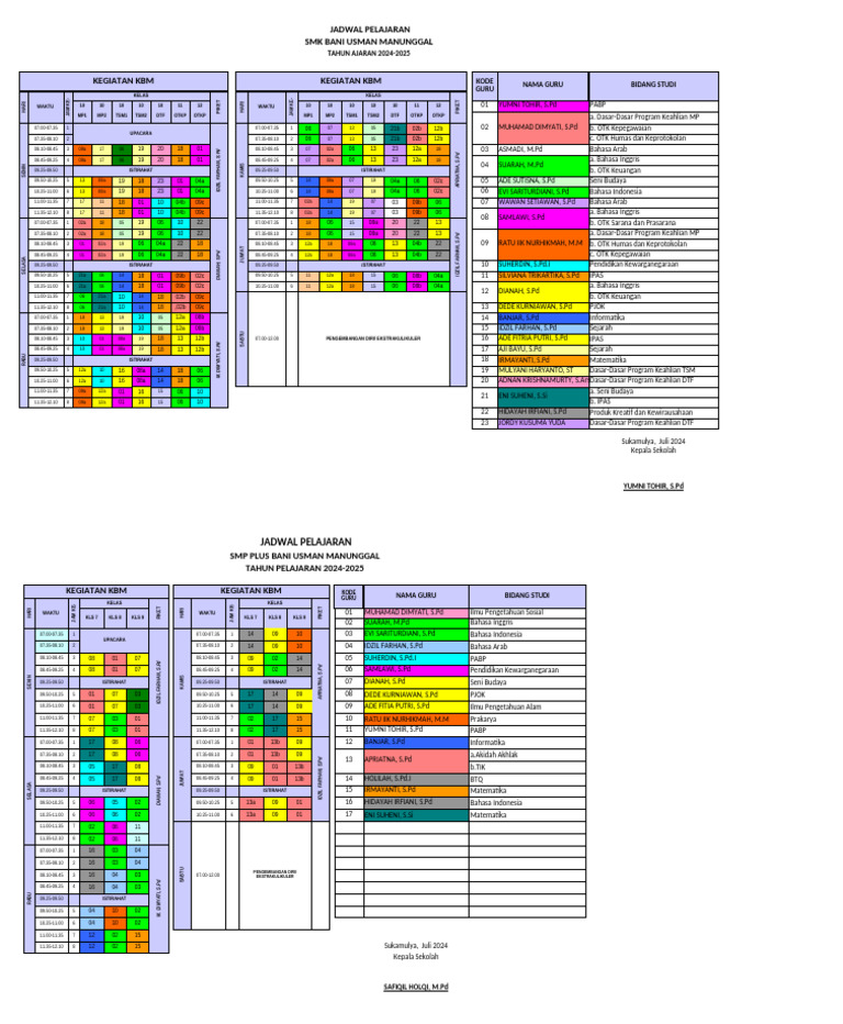 JADWAL KBM Rev1 | PDF