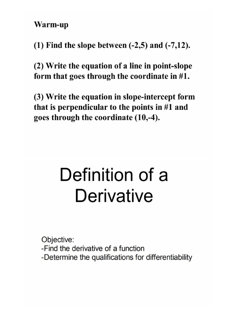 01 Definition of Derivative | PDF