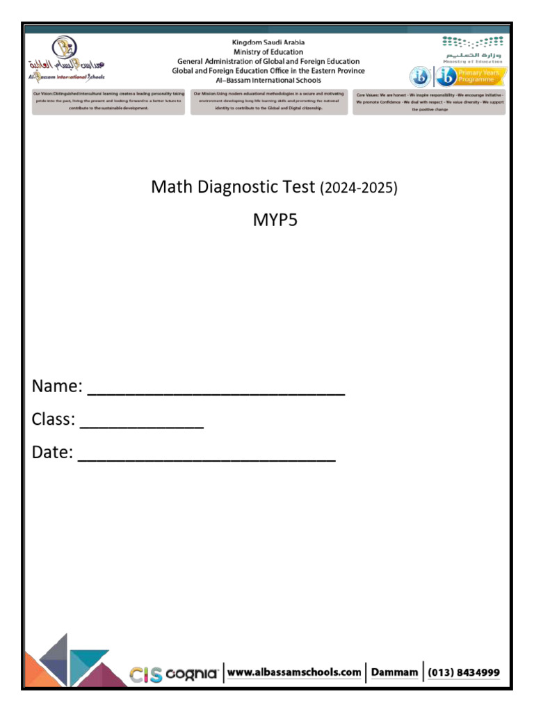 Math Diagnostic Test GR 10 | PDF