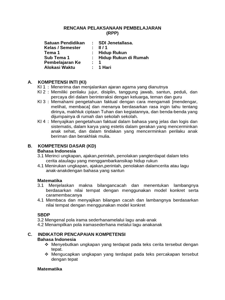 RPP K13 Kelas 2 | PDF