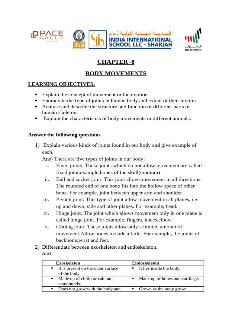 BODY MOVEMENTS Notes | PDF