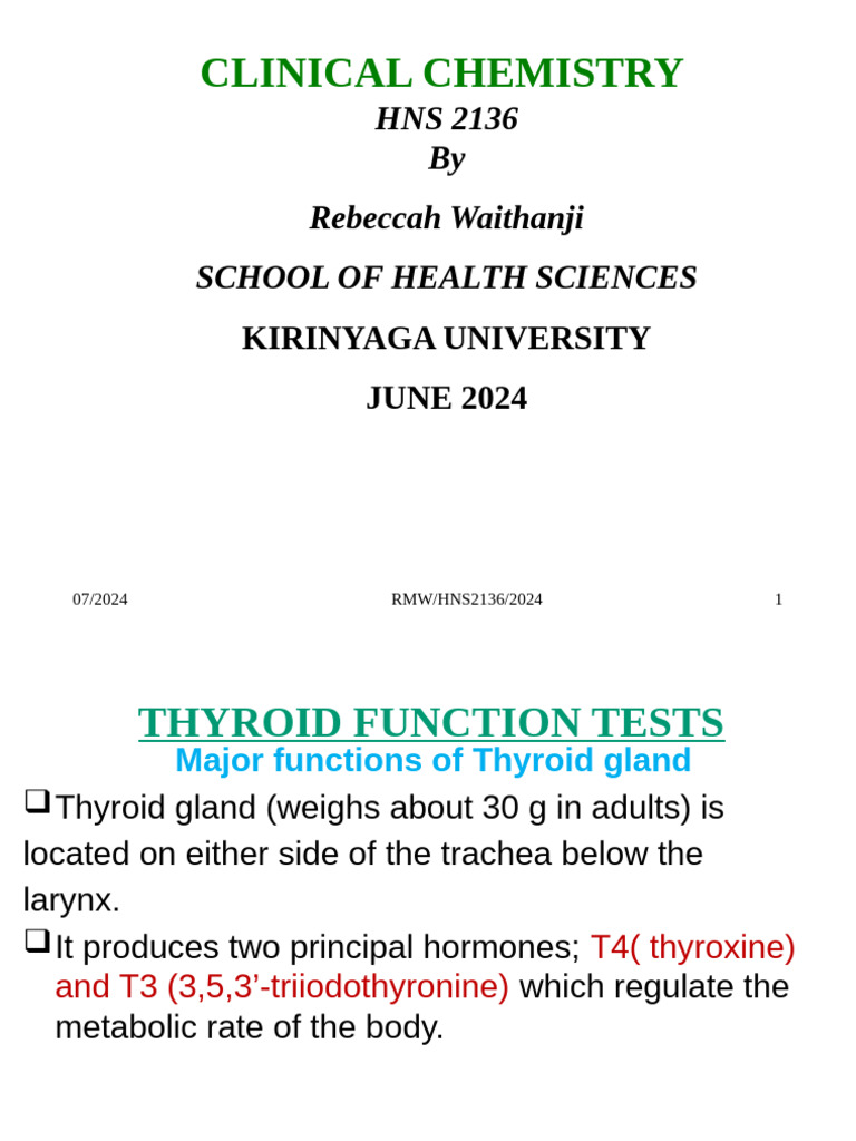 Thyroid Function Tests | PDF