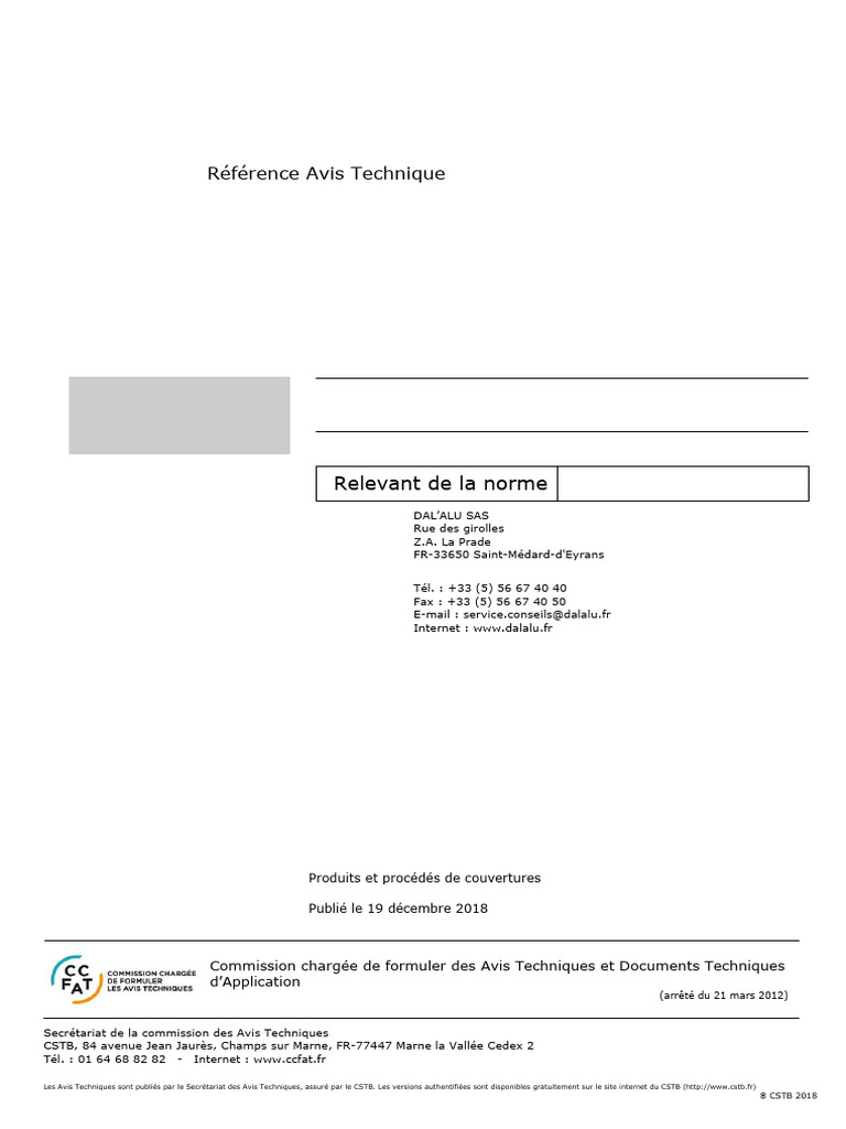Avis Technique 5-1-17-2550 - V1 - Joint Debout | PDF