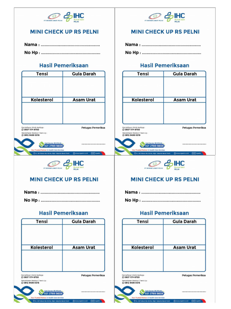 Kartu Mini Check Up | PDF