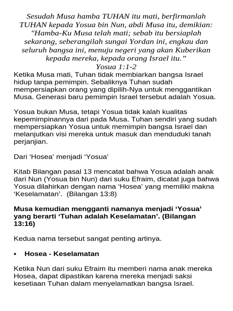 Sesudah Musa Hamba TUHAN Itu Mati | PDF