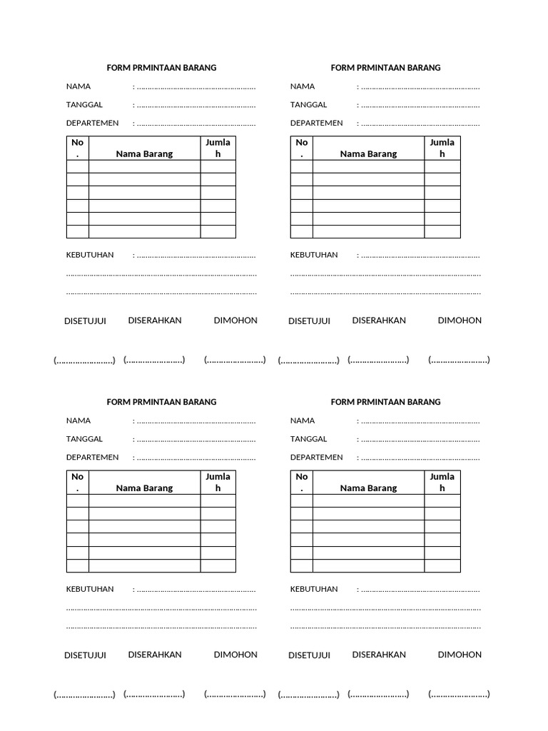 Form Permintaan Barang | PDF