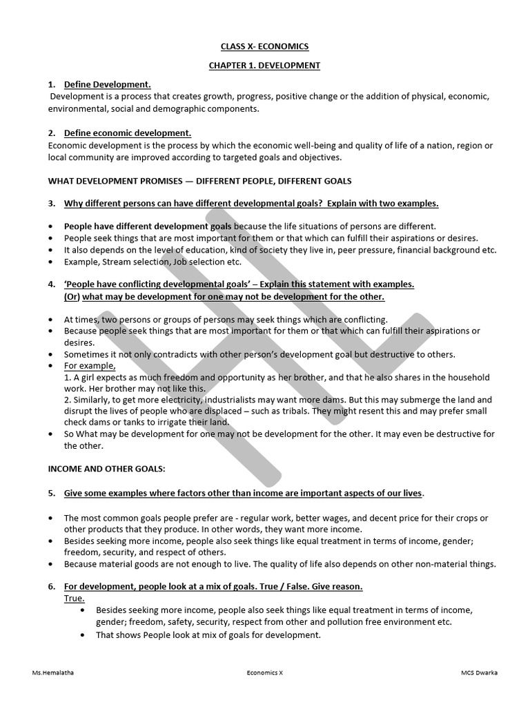 CLASS X Chapter 1. Understanding Development | PDF