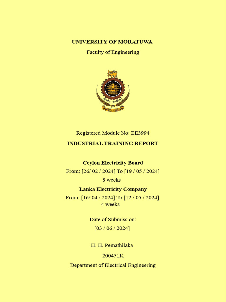 CEB and LECO Training Report - 200451K | PDF