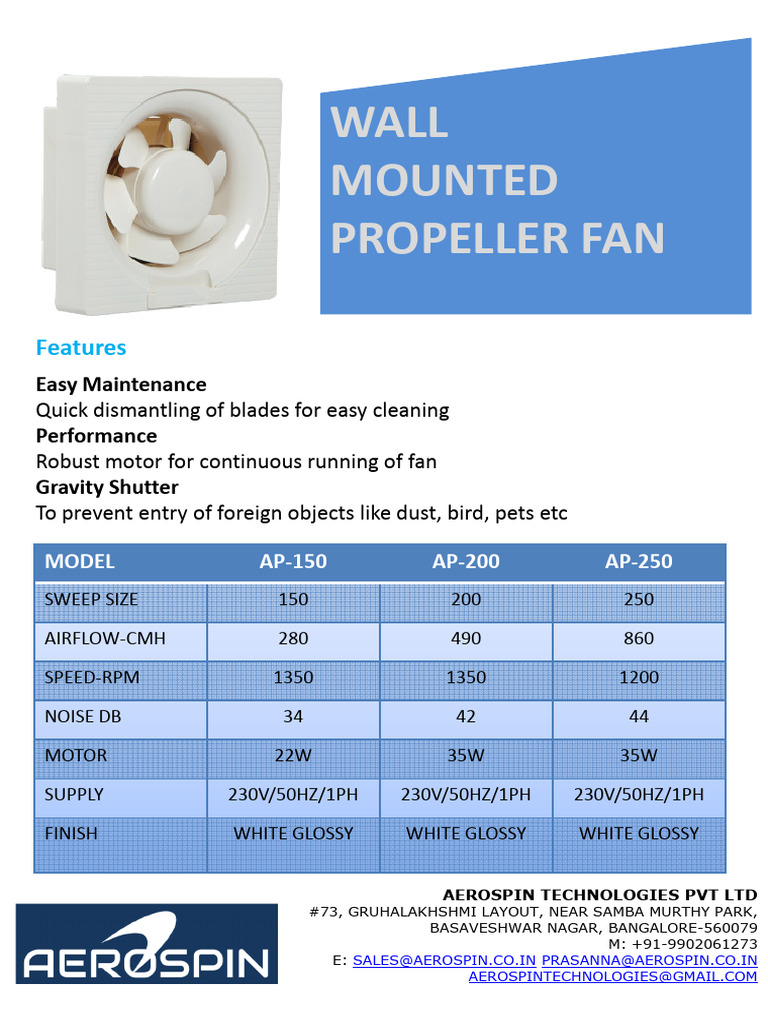 wall mounted propeller fan | PDF