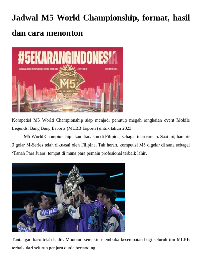 Jadwal M5 World Championship-Mading Kelas 9 | PDF