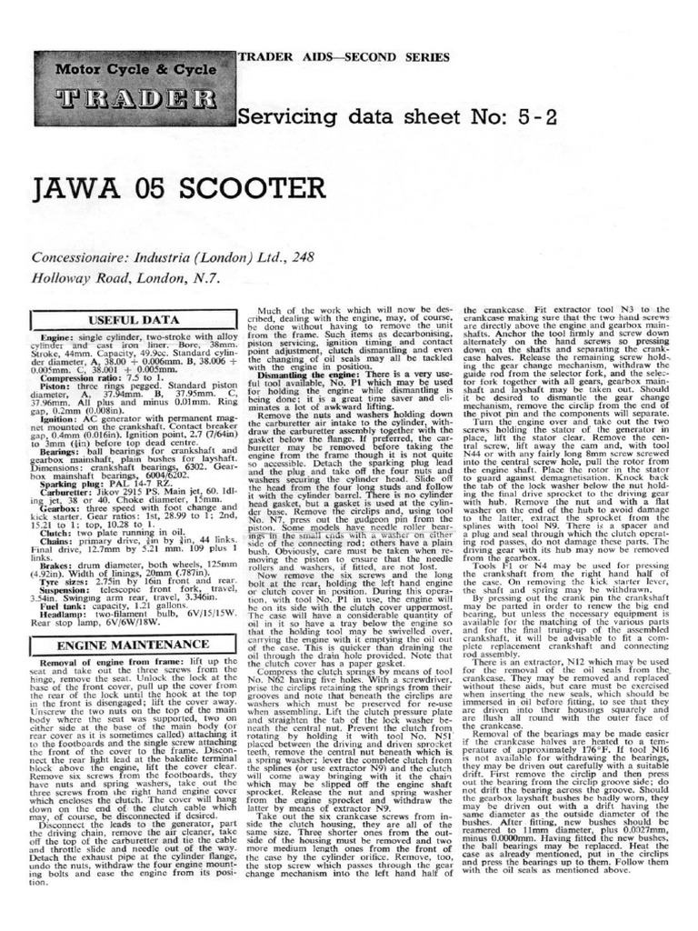 Classic-Jawa-05 Service Sheet | PDF