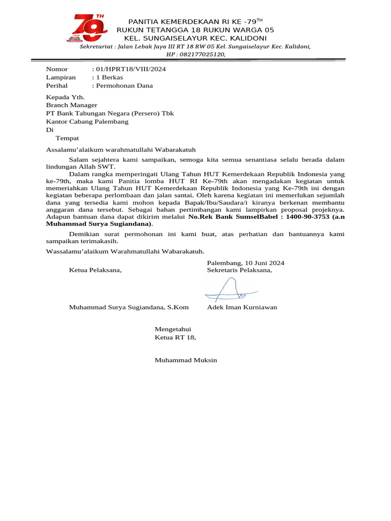 Proposal Hut Ri 79 Tanda Tangan | PDF