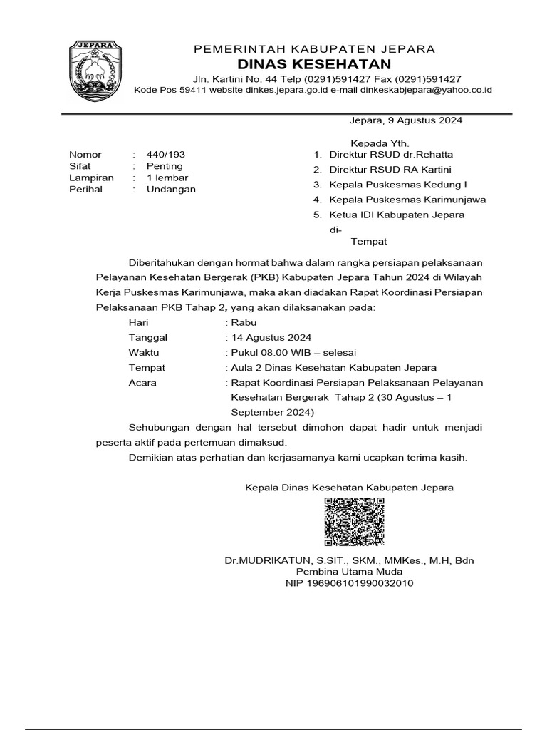 Undangan Rapat PKB Rs PKM Tahap 2 | PDF