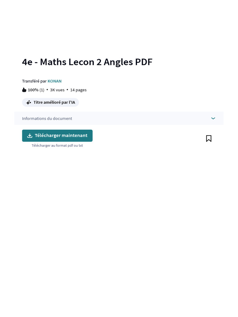 4e - Maths Lecon 2 Angles PDF - PDF - Cercle - Triangle | PDF