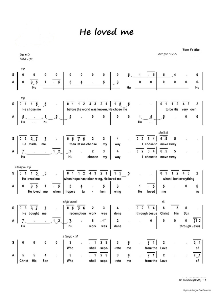 He Loved Me Tom Fettke SSAA | PDF