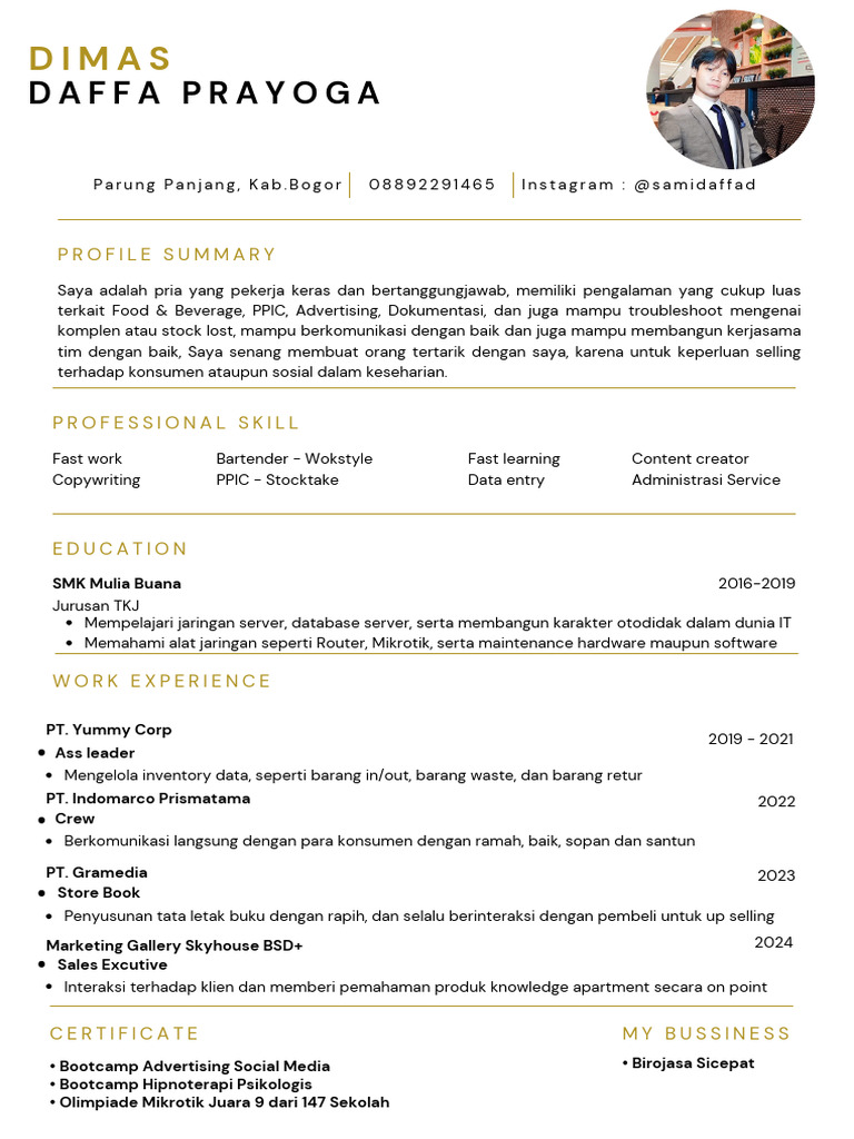 CV Dimas Daffa Prayoga | PDF