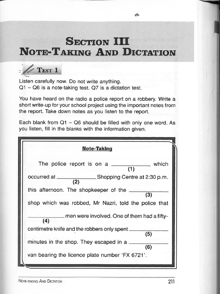 Section 3 Note Taking and Dictation | PDF