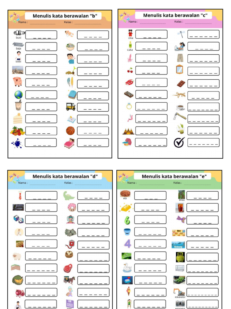 Menulis Kata Berawalan B-M | PDF