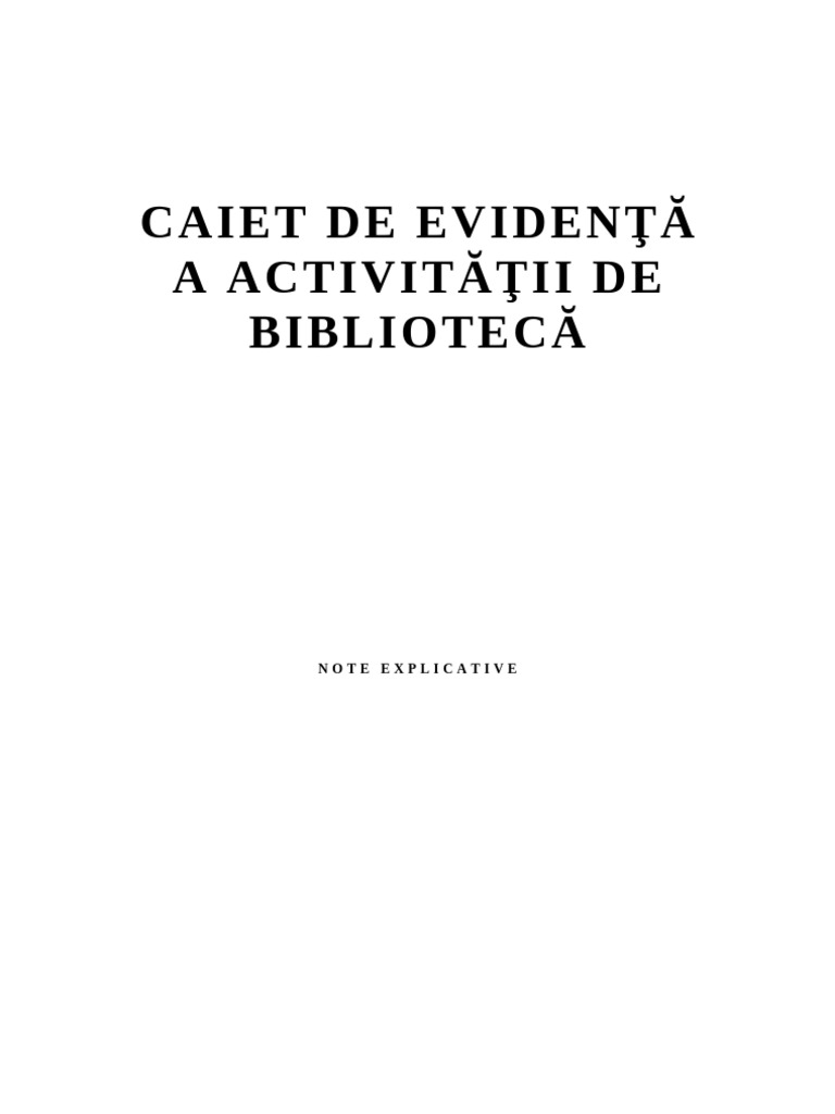 Caiet de Evidenta A Activitatii de Biblioteca | PDF