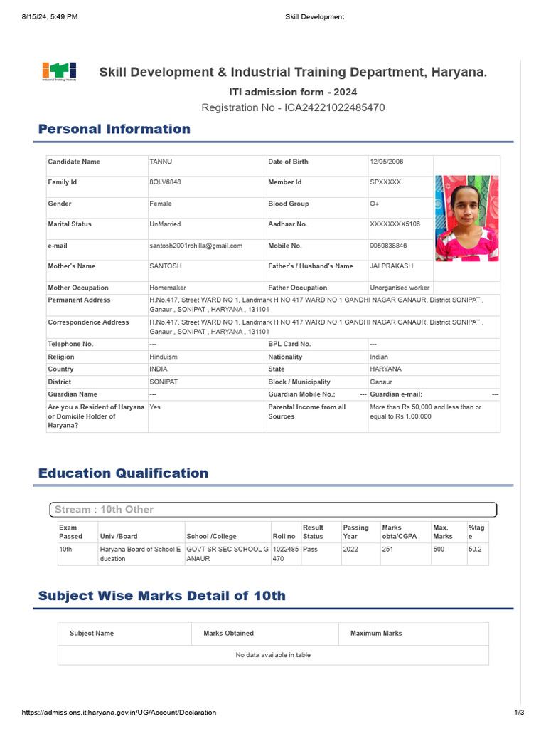 Tannu Iti Registration | PDF