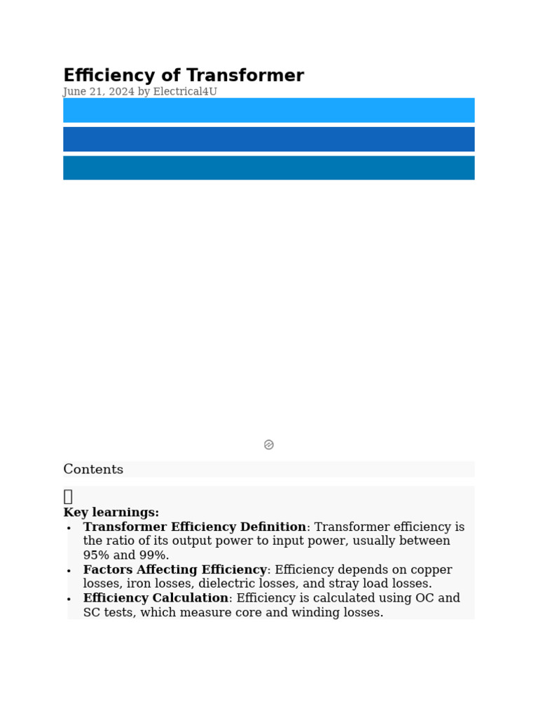 Efficiency of Transformer | PDF