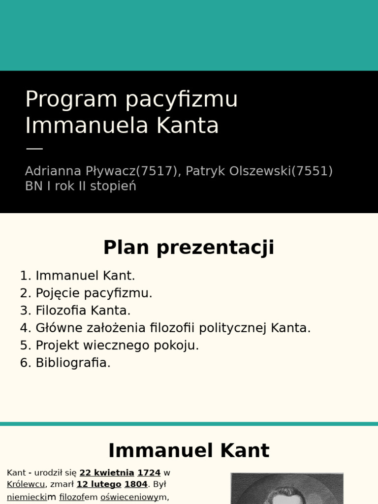 Program Pacyfizmu Immanuela Kanta | PDF