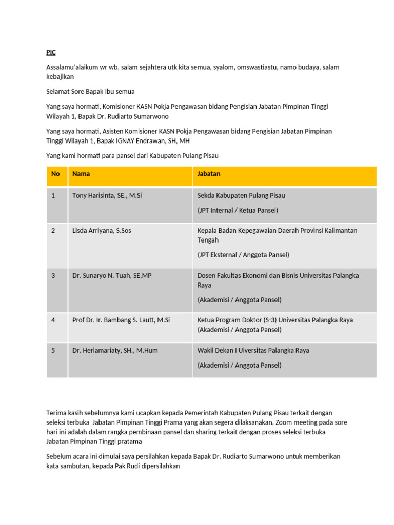 Narasi Pembinaan Pansel | PDF