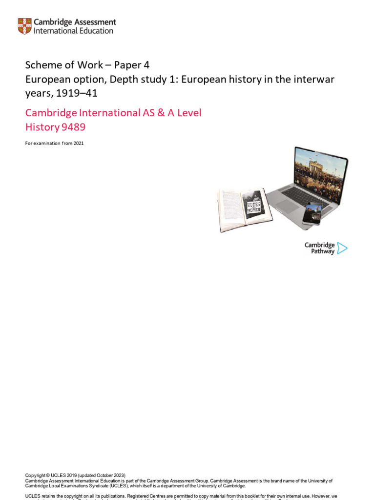 9489 Scheme of Work Paper 4 - European History (For Examination From ...