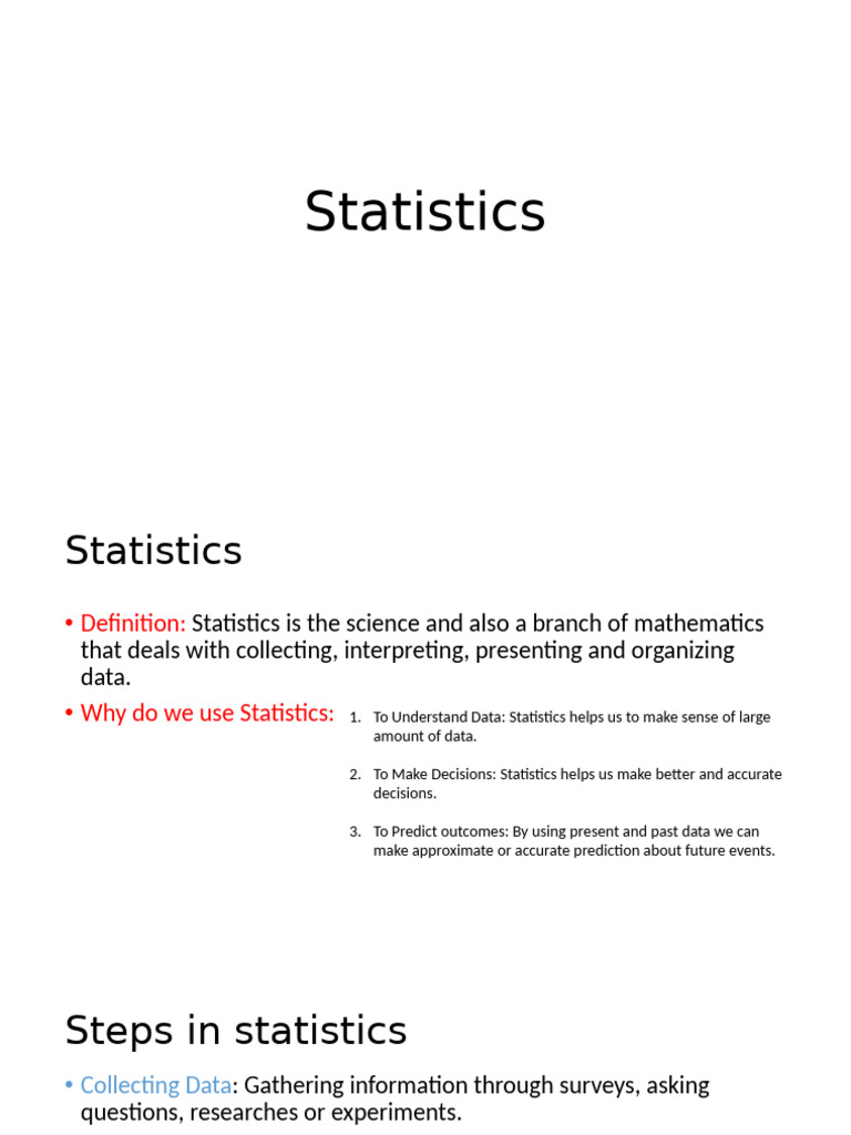 Statistics (Unit1) | PDF